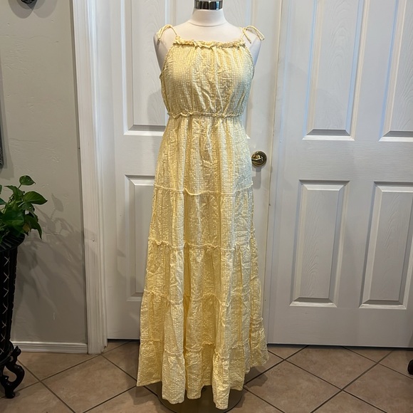 Jessica Simpson | Dresses | Jessica Simpson Yellow Checkered Maxi Dress ...